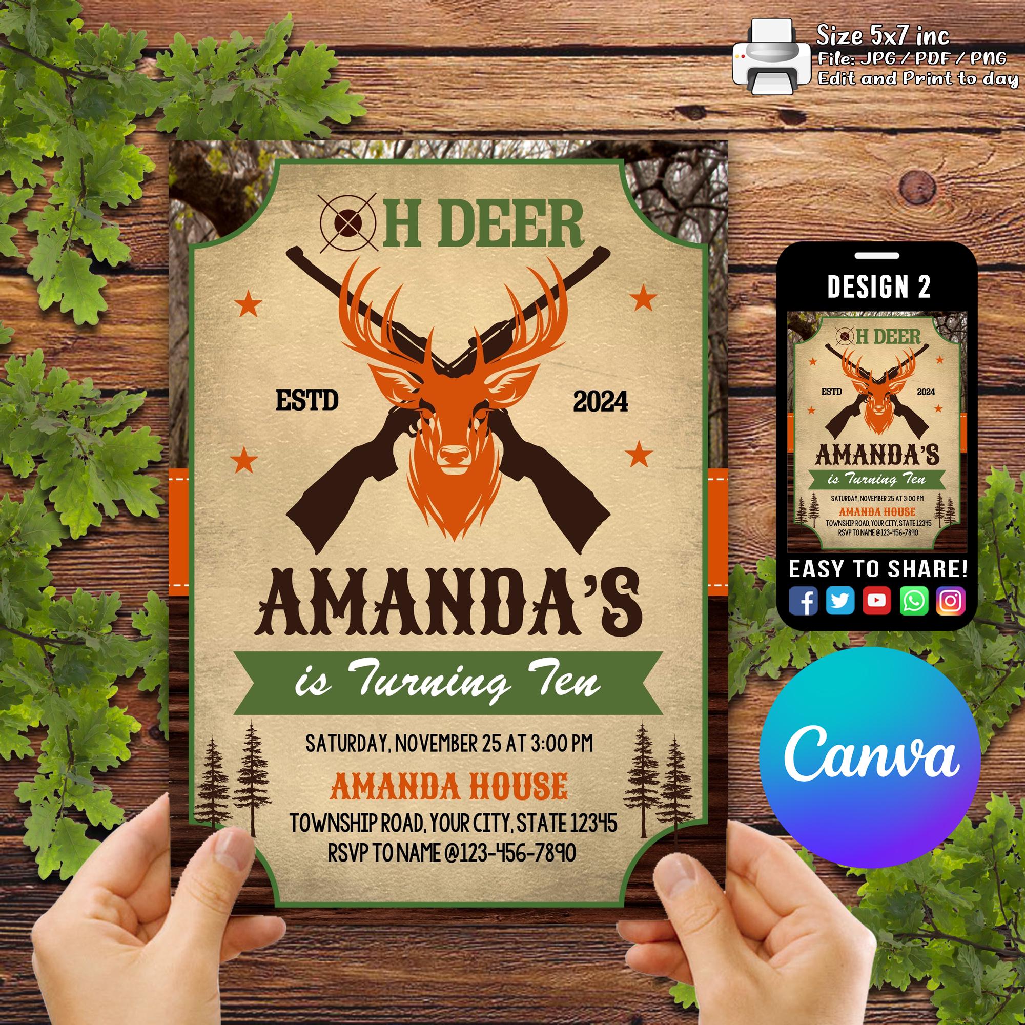 Hunting Birthday Party Invitation, Hunting Invitation, Hunting Invite ...