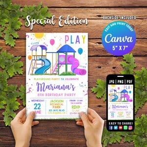 Playground Birthday Invitation, EDITABLE Jungle Gym Party Invite ...