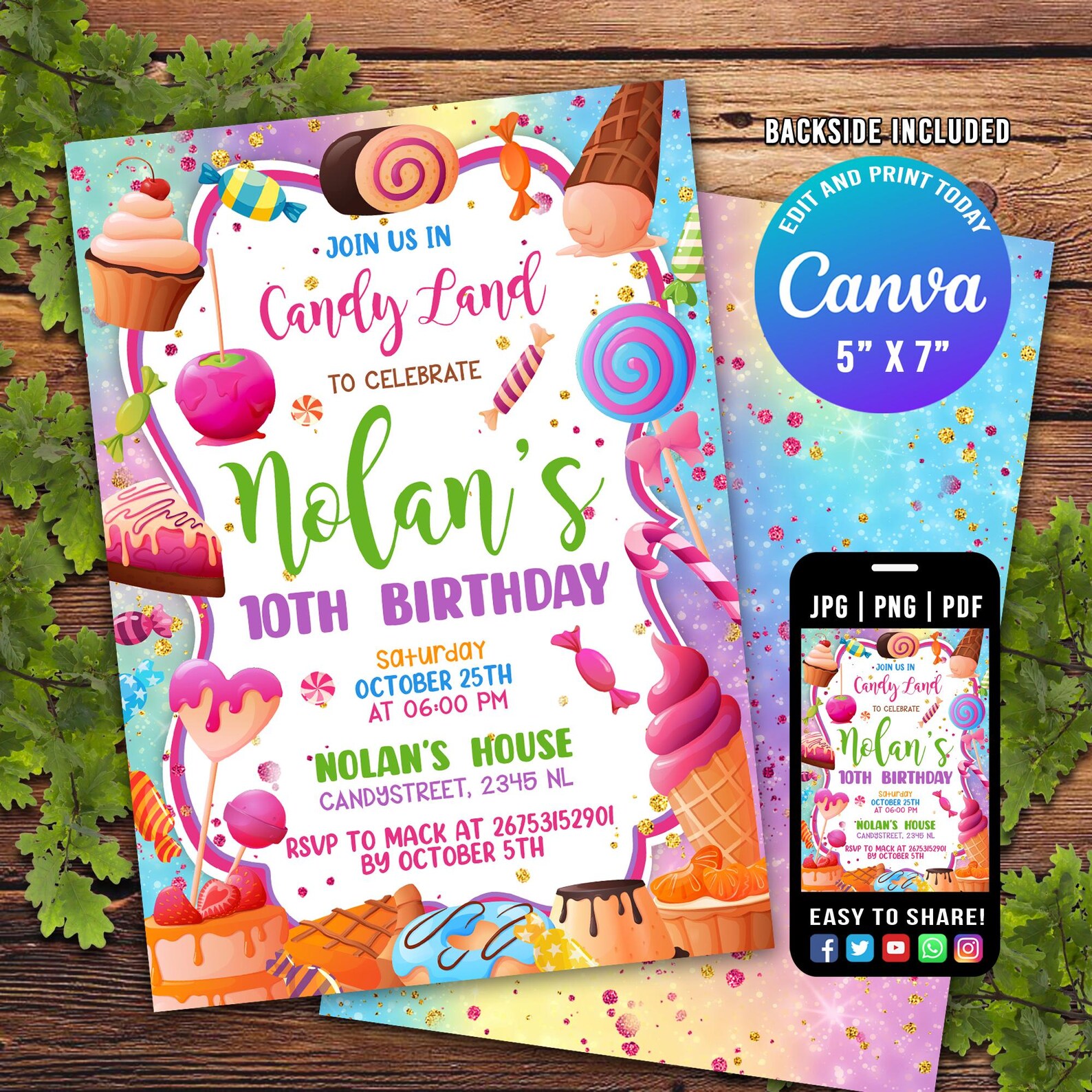 Editable Sweets Candy Invitation Template, Sweet Candy Birthday ...
