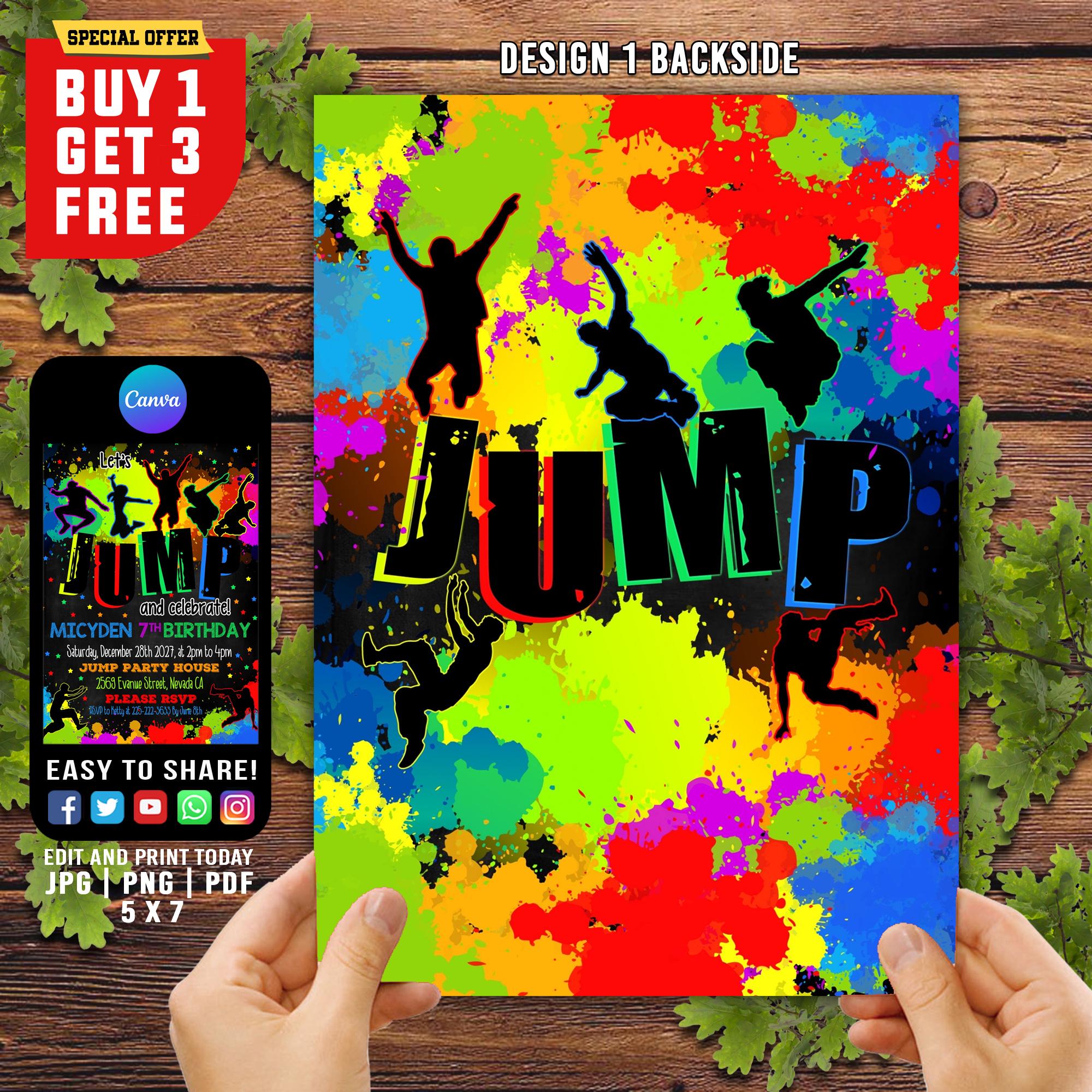 Jump Birthday Invitation, Jump Invite, Trampoline Party, Bounce House ...