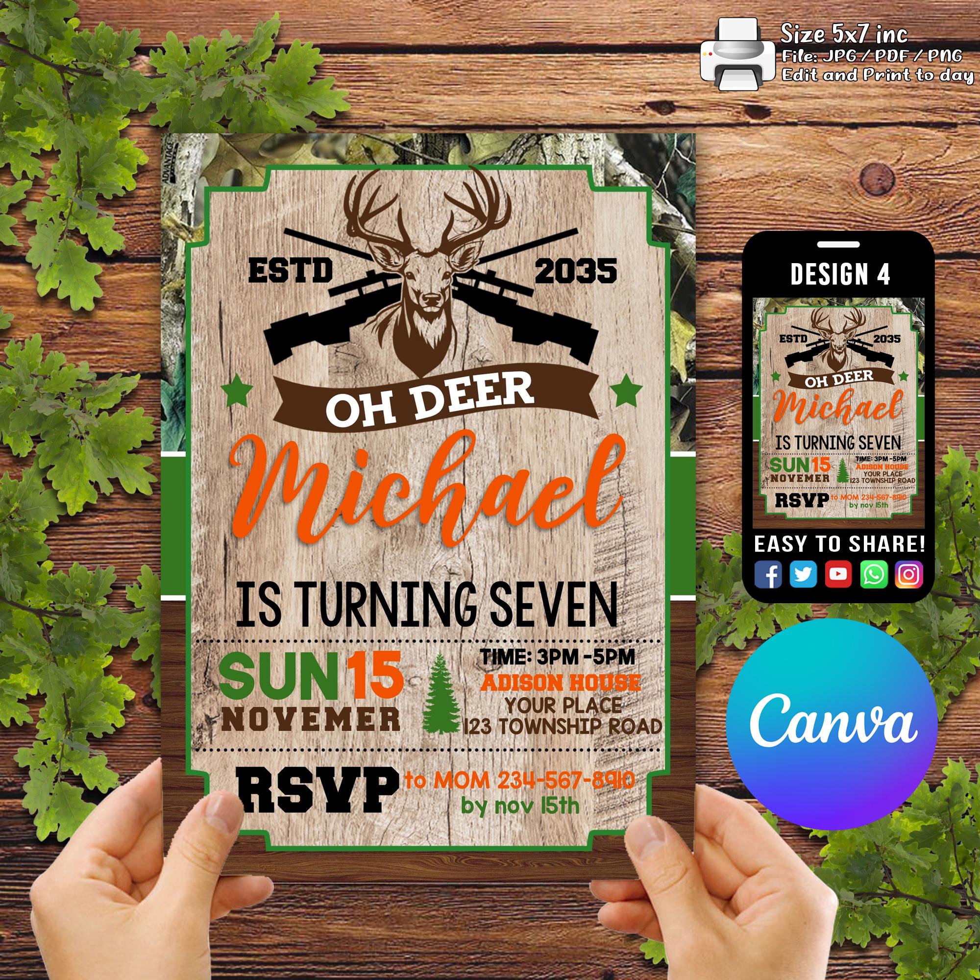Hunting Birthday Party Invitation, Hunting Invitation, Hunting Invite ...