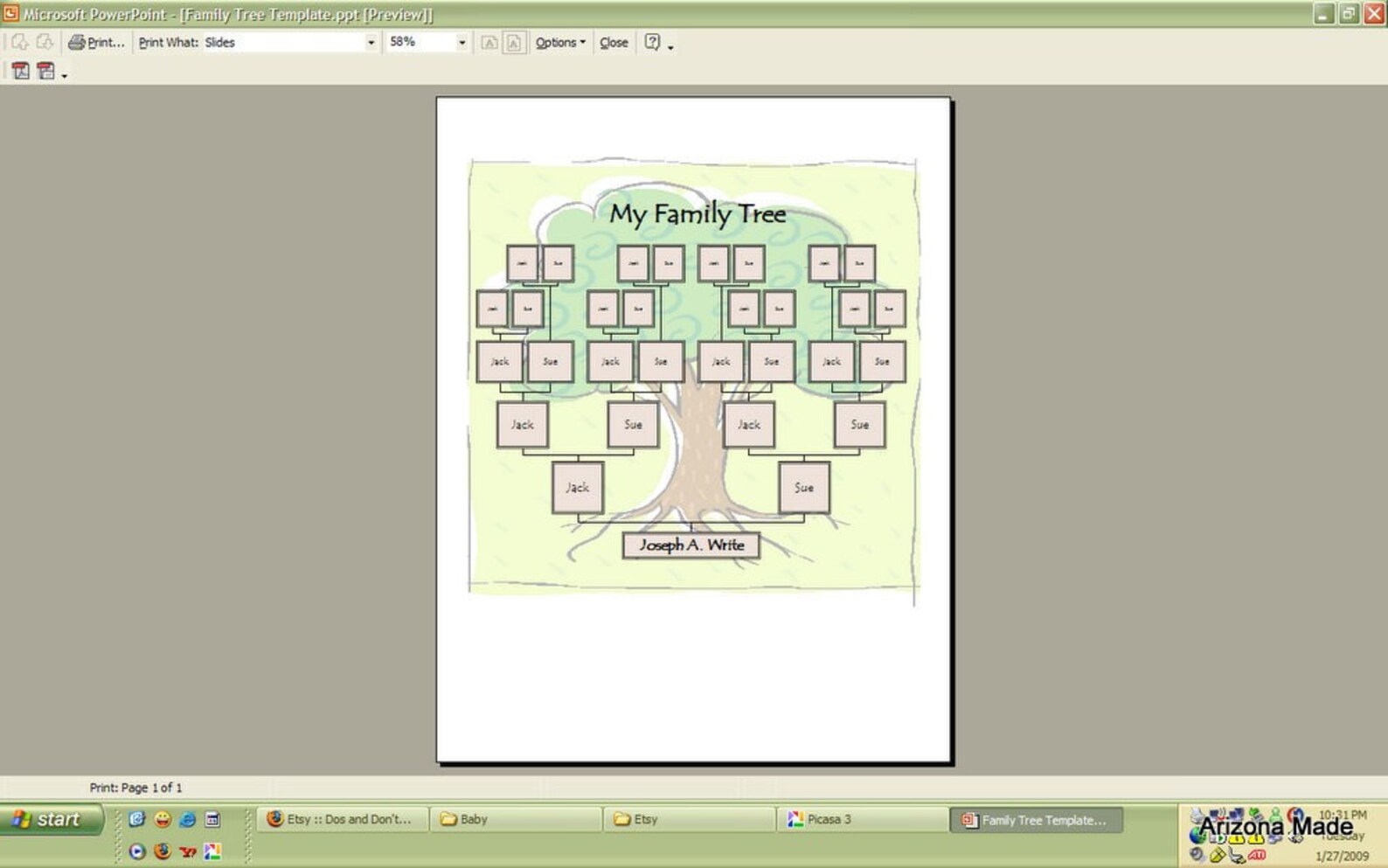 Family Tree- Digital Download Template - Etsy