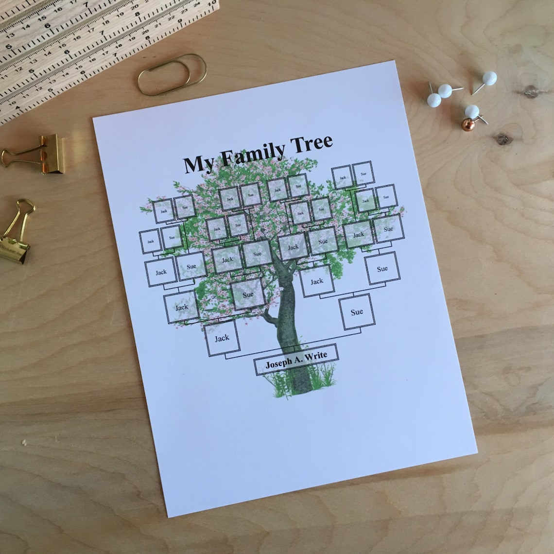 Family Tree- Digital Download Template- Great in Scrapbooking or School ...