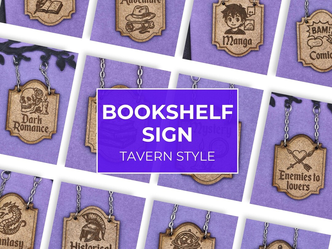 Literary Genre Shelf Signs | Medieval Tavern Style | 20+ Library ...