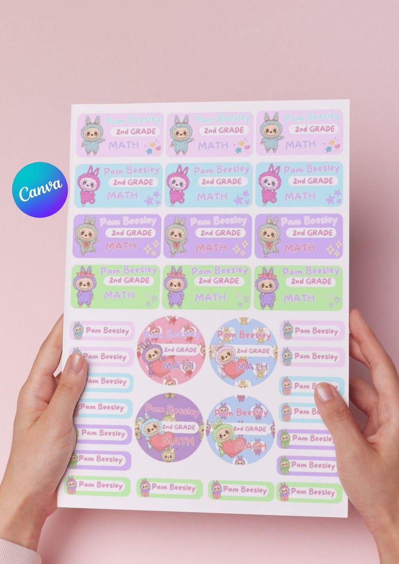 Labubu Name Tag Editable Canva Template | Cute Name Cards for Kids ...