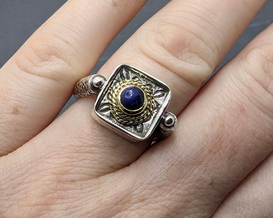 Vintage Greek Ring Silver and Lapis Lazuli - Etsy