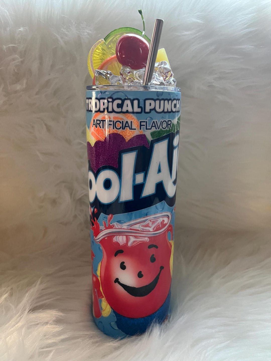 Glittered Kool Aid Tumbler With Lid Topper - Etsy