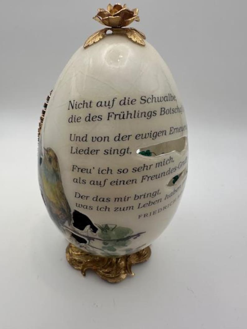 Beaded & Painted Ostrich Egg Diorama: German Poem, Birds - Etsy