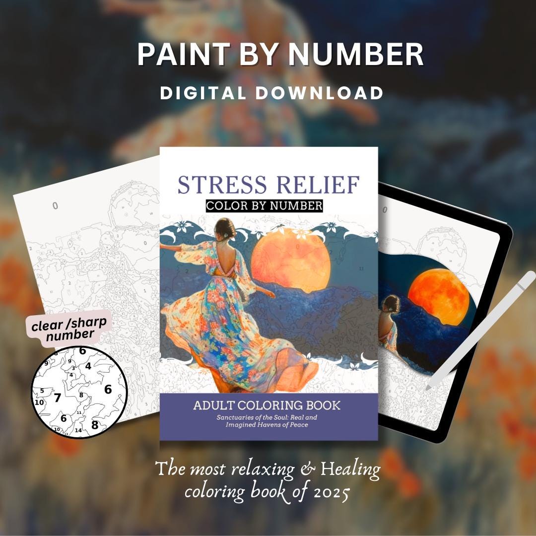 Peace & Calm Landscape Color by Number / Stress Relief Coloring Book ...
