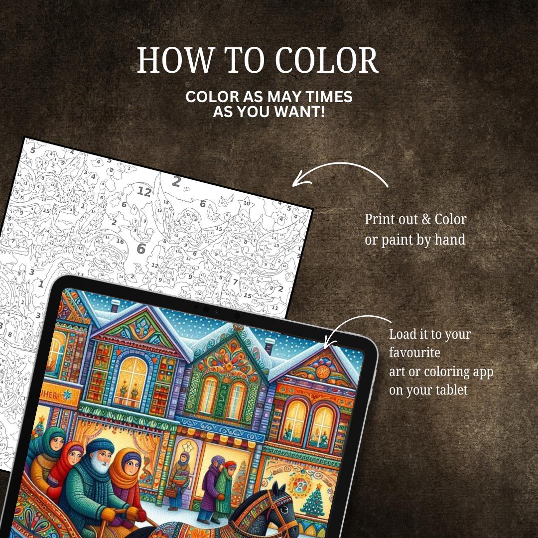 Digital Download Color by Number, Stress Relief Coloring Pages for ...