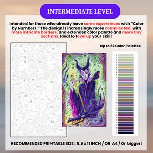 Color by Numbers for Adults Maleficent Villians/ Printable Paint by ...