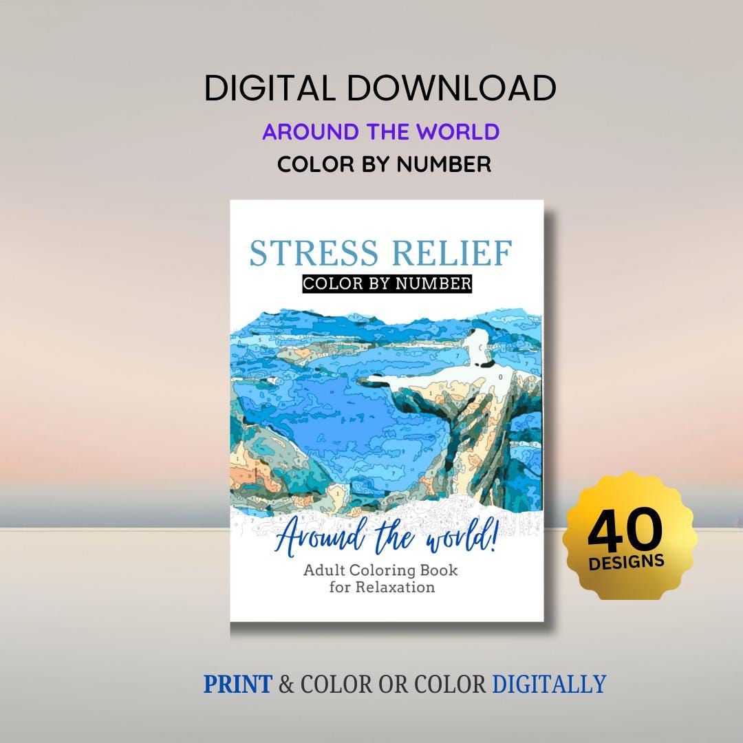 Color by Numbers , Stress Relief / Adult Coloring Book / Digital and ...