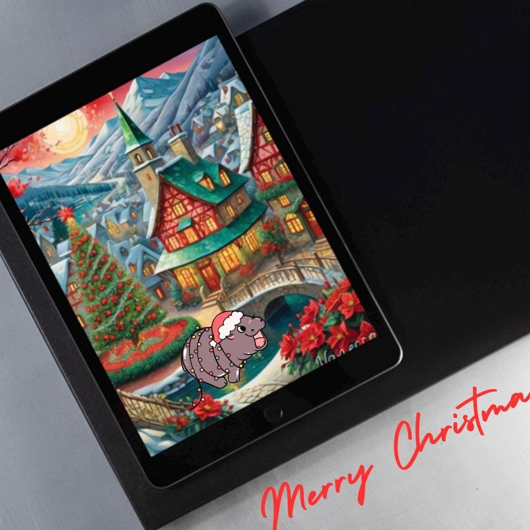 Stress Relief Coloring Pages Special moodeng in Christmas Theme in PDF ...