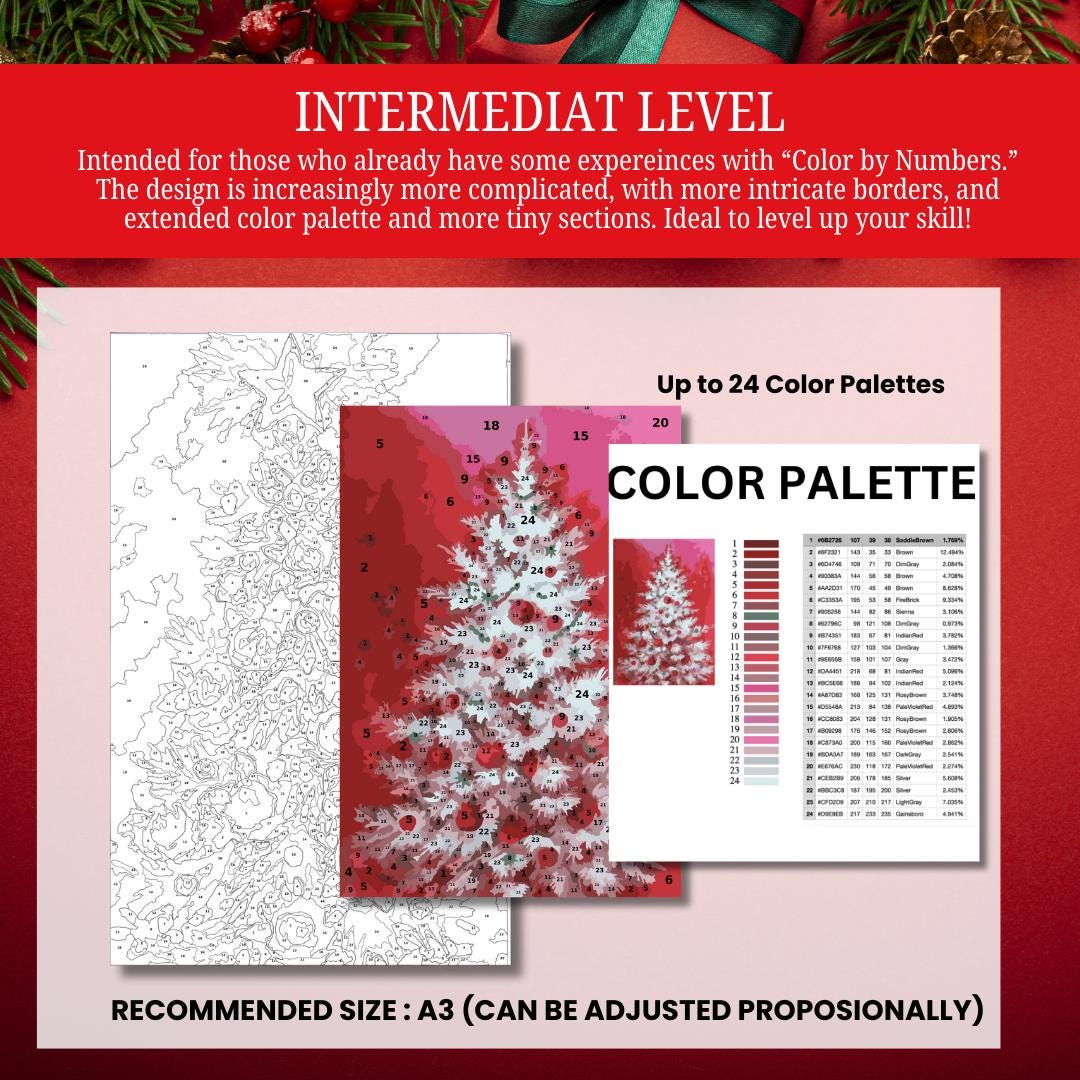 NEW! Printable Christmas Tree Coloring Page / Color by Number & Mystery ...