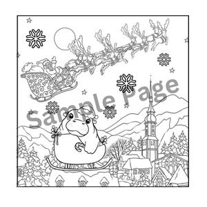 Stress Relief Coloring Pages Special moodeng in Christmas Theme in PDF ...
