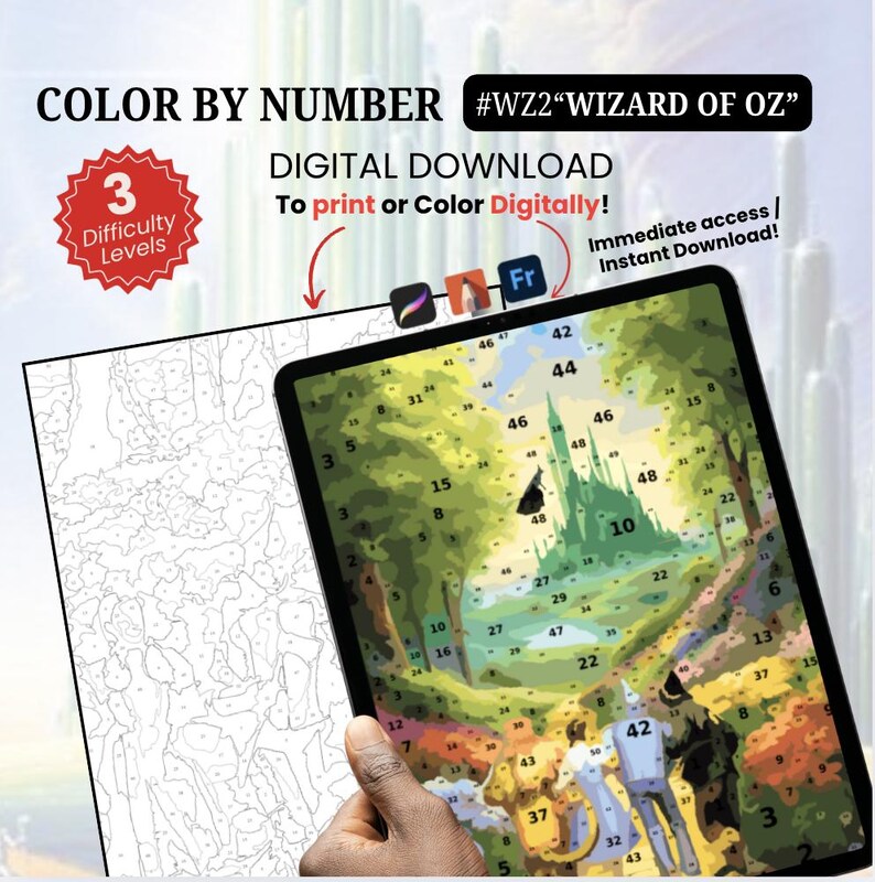 Color by Numbers for Adults / Wizard of Oz /the Wicked / Printable ...