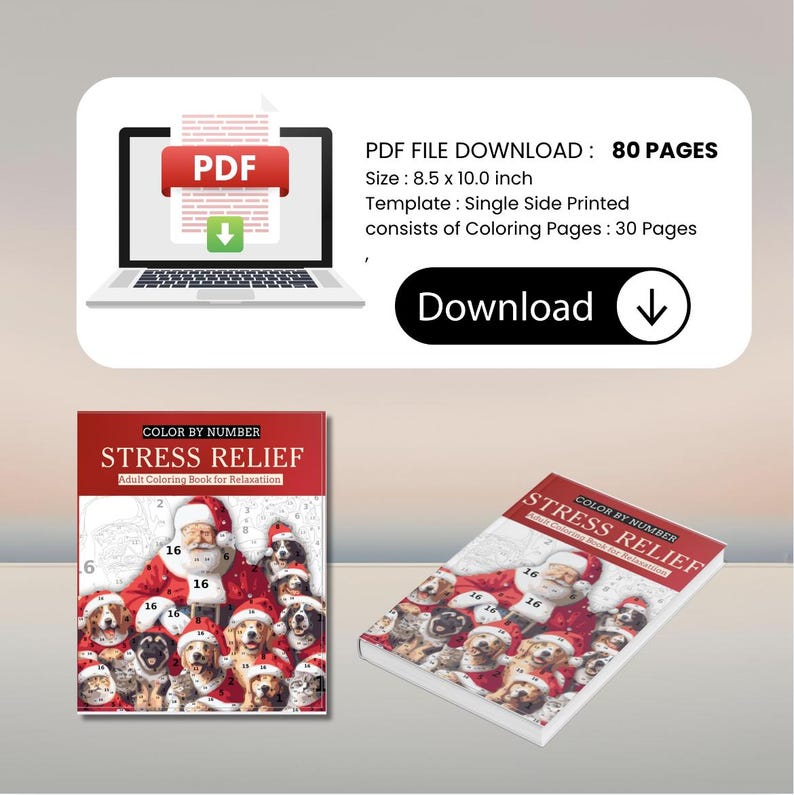 Digital Download Color by Number, Stress Relief Coloring Pages for ...