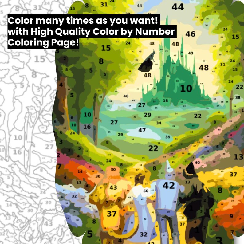 Color by Numbers for Adults / Wizard of Oz /the Wicked / Printable ...