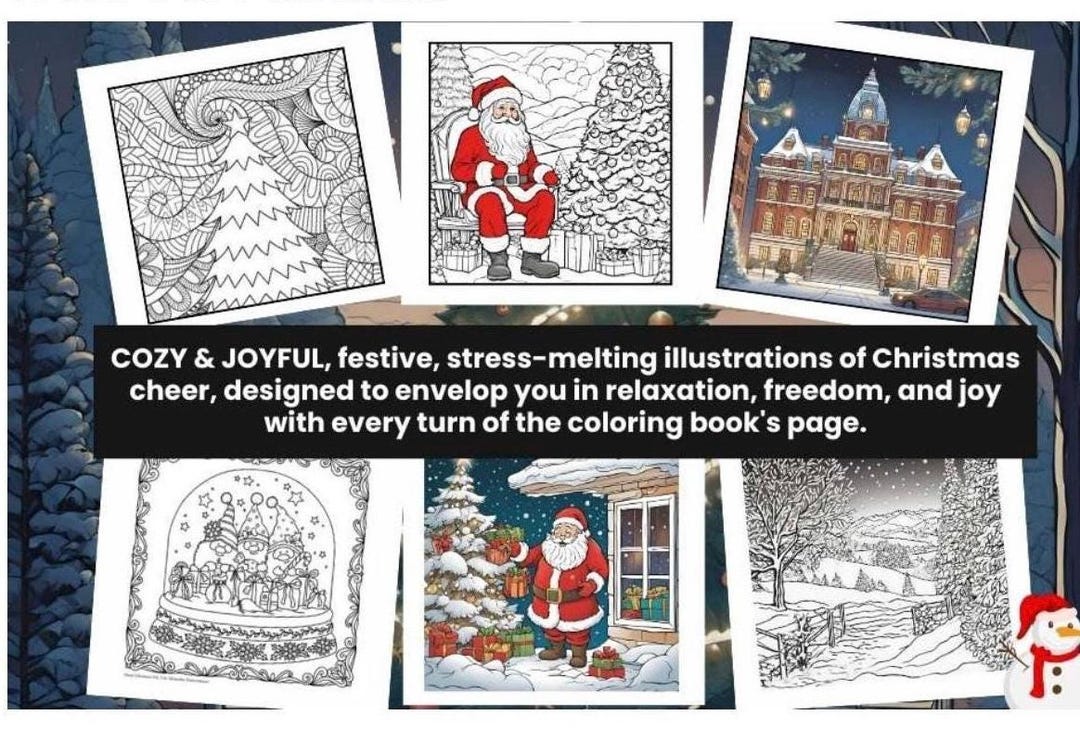 Digital Christmas Coloring Book / Stress Relief Coloring Pages for ...