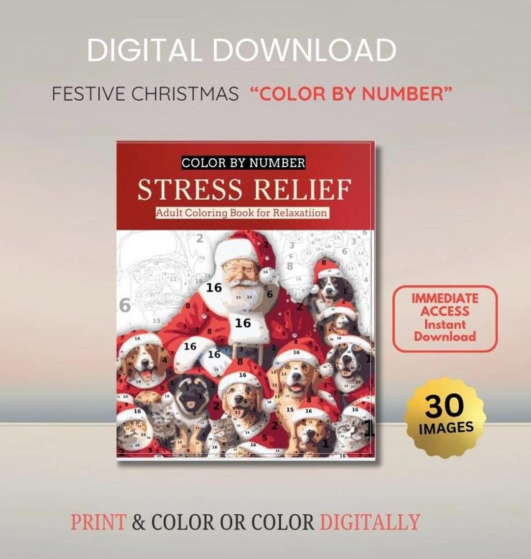 Digital Christmas Color by Number, Stress Relief Coloring Pages for ...