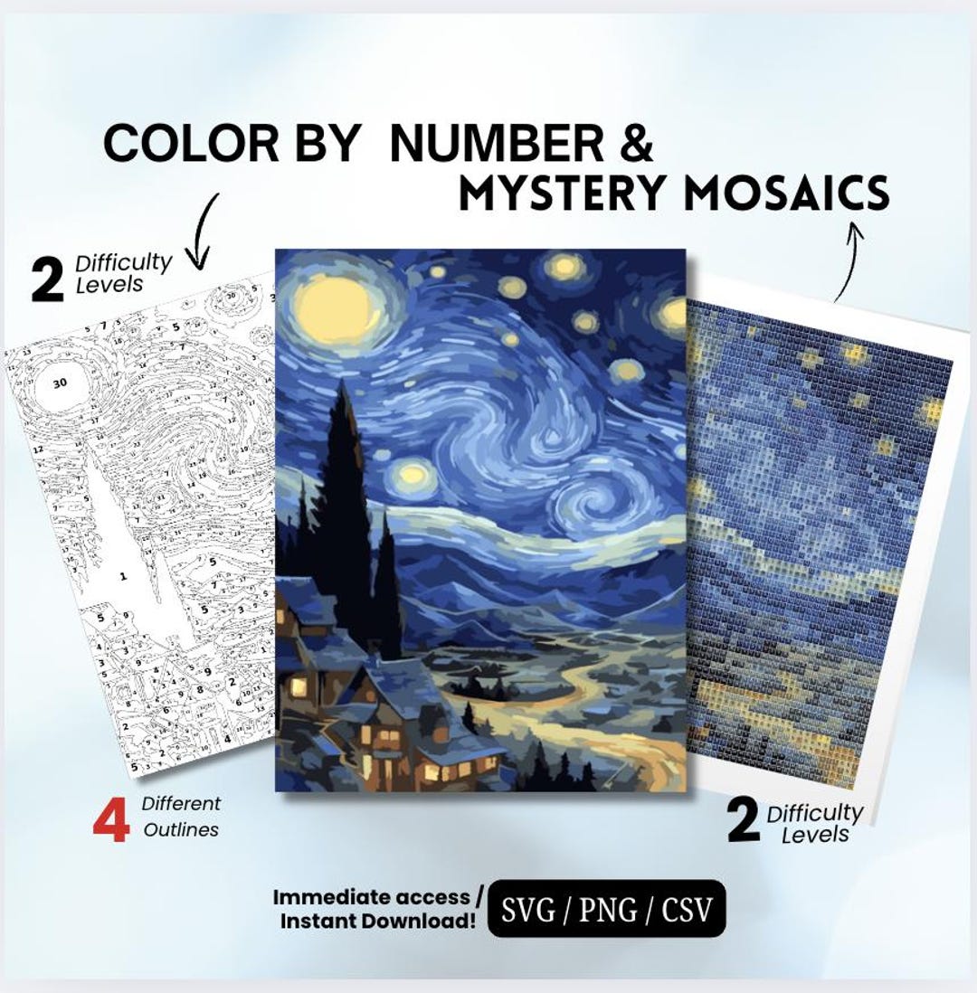 Color by Number & Mystery Mosaics 2 Difficulty Levels Relaxing Coloring ...