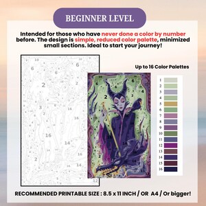 Color by Numbers for Adults Maleficent Villians/ Printable Paint by ...