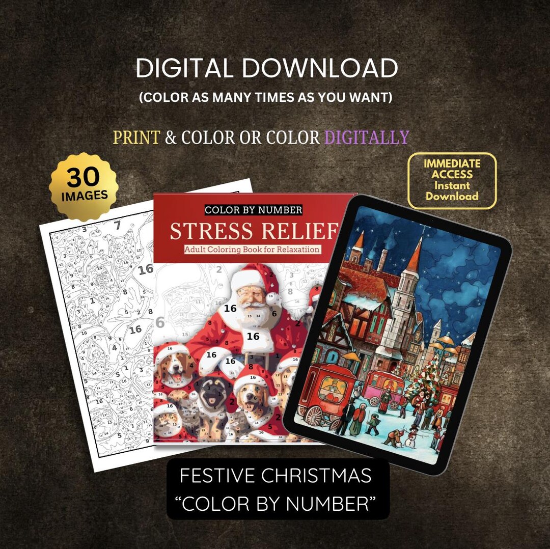 Digital Download Color by Number, Stress Relief Coloring Pages for ...