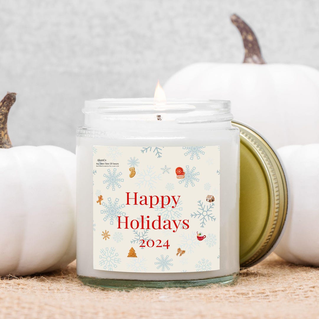 Happy Holidays 2024 Candle Clear Jar 4oz, Christmas Gift - Etsy