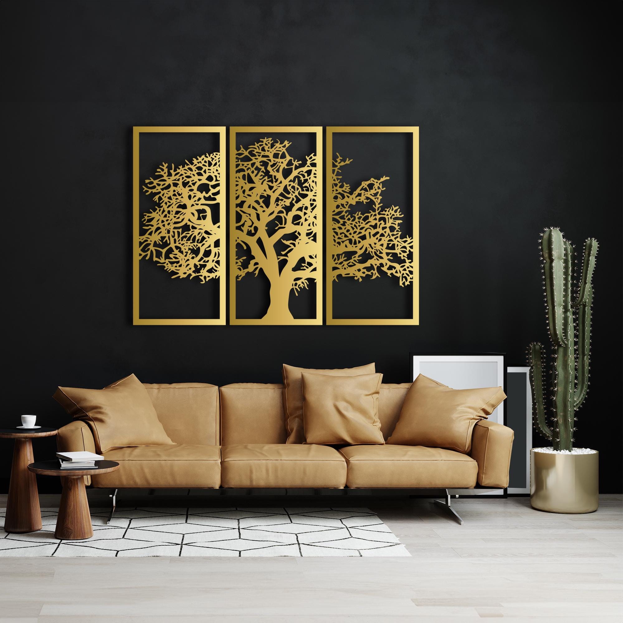 Black Metal Tree of Life Wall Art - Triptych Modern Sculpture - Etsy