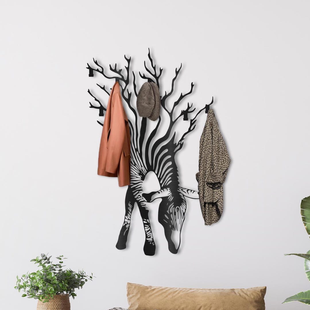 Zebra Metal Wall Hooks Unique Art | Metal Zebra Coat Rack Art Decor ...