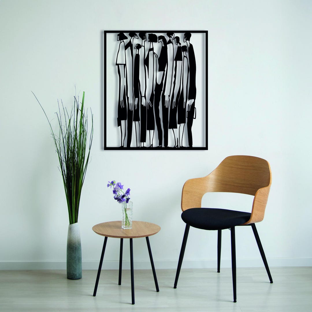 Modern Metal People Wall Art: Abstract Line Sculpture - Etsy