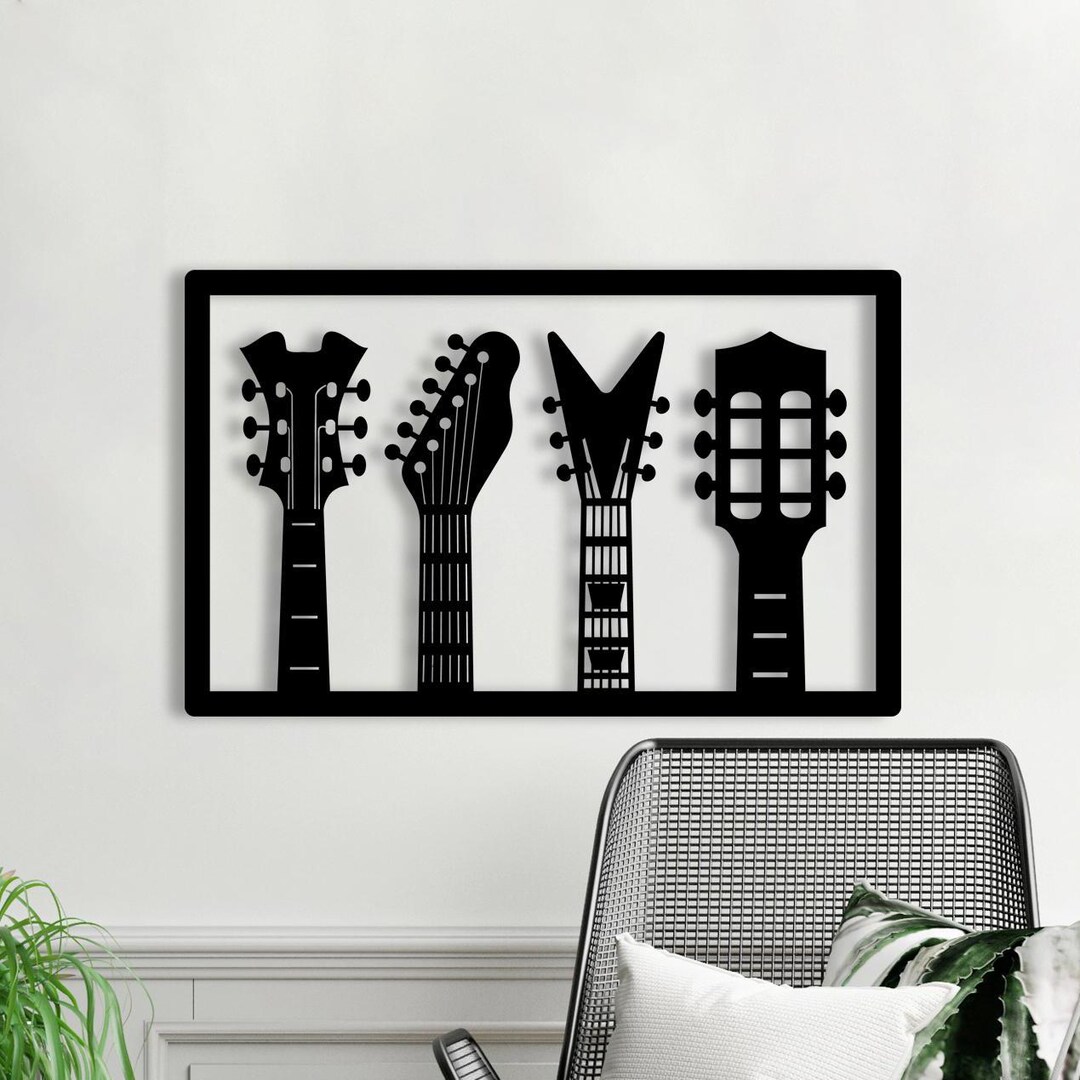 Metal Guitar Wall Decor, Decorative Accessory for Music Lovers, Rock ...