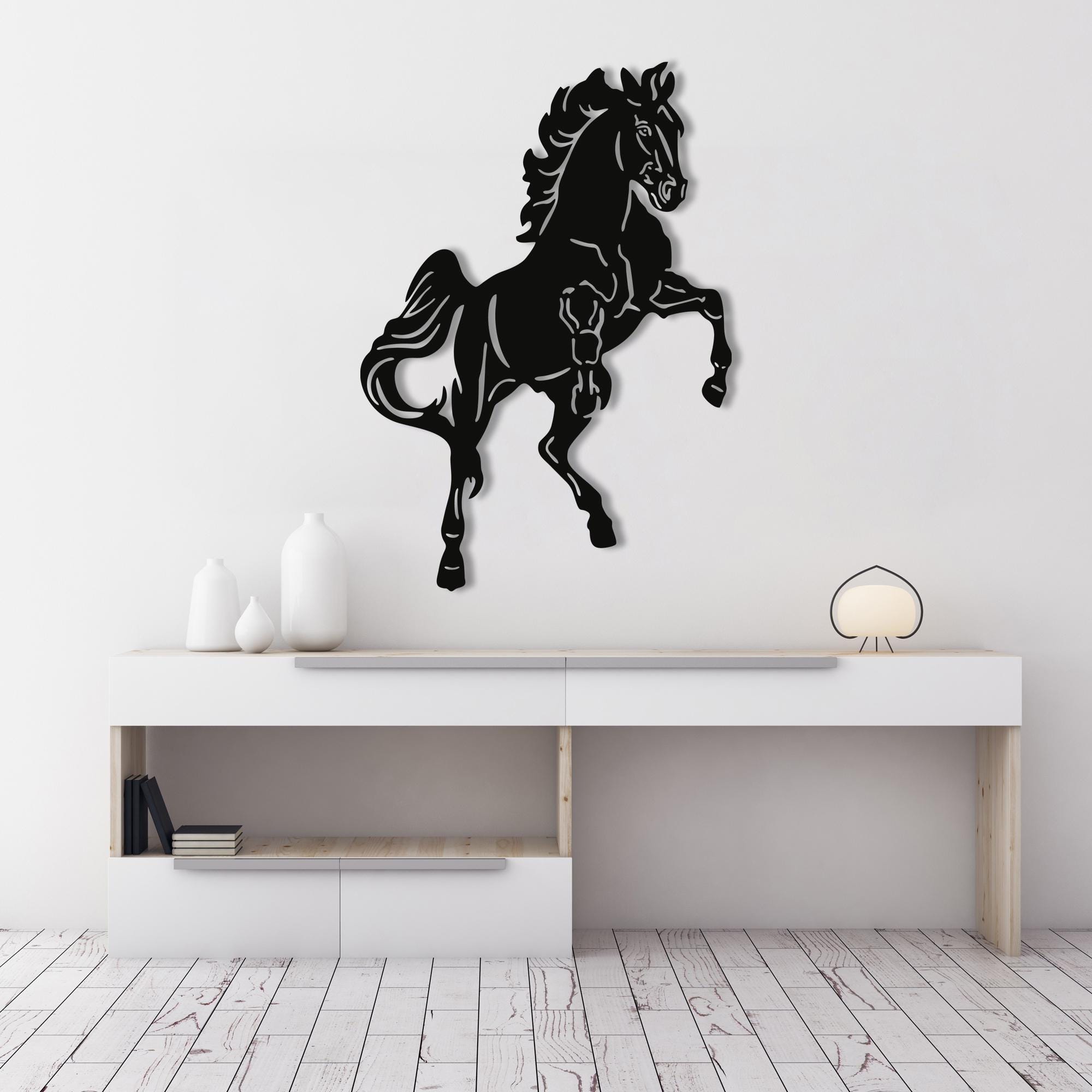 Rearing Horse Metal Wall Art – Stallion Silhouette Western Decor ...