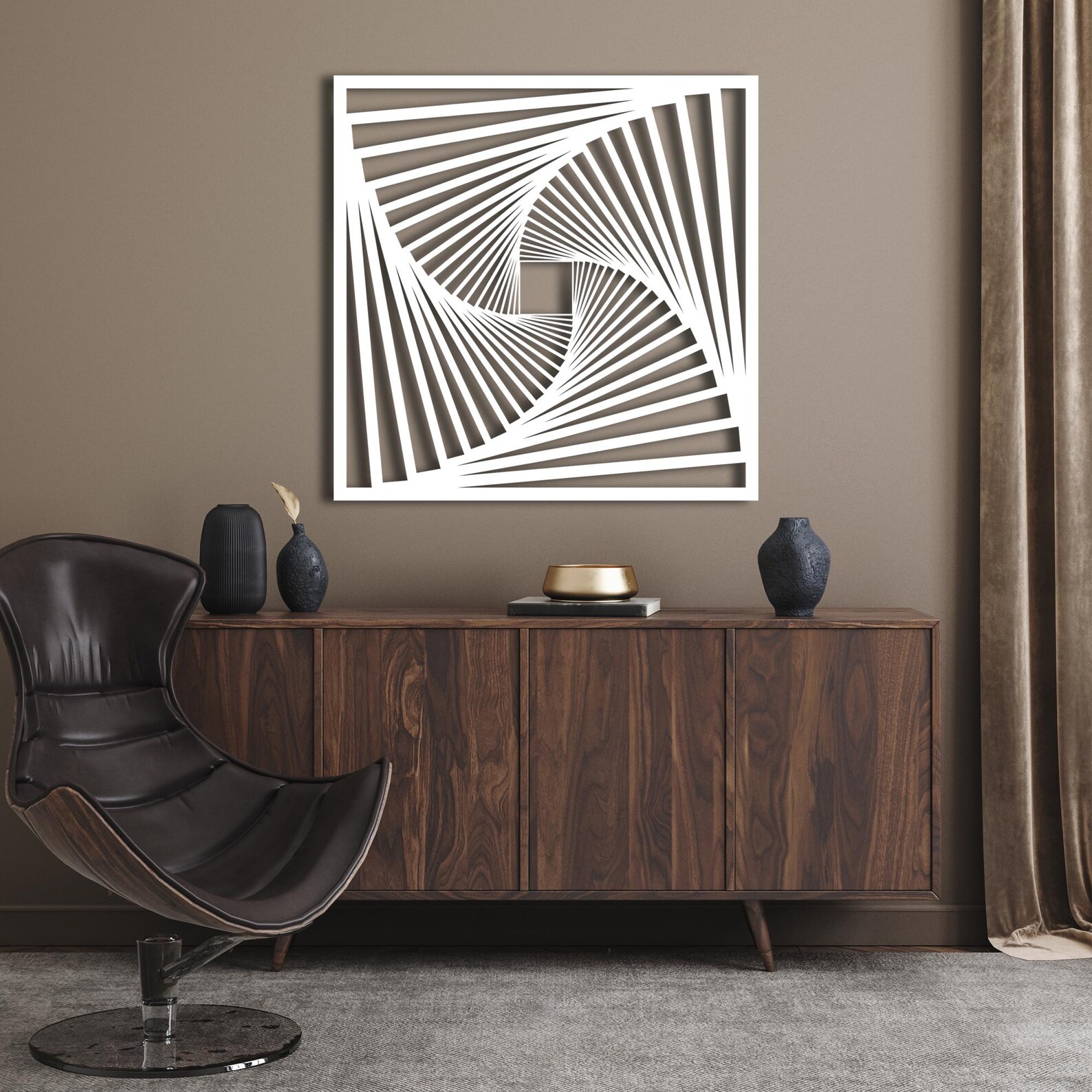 Helix Wall Decor 3D Square Swirl Metal Wall Art 3D Wall Art Metal Black ...
