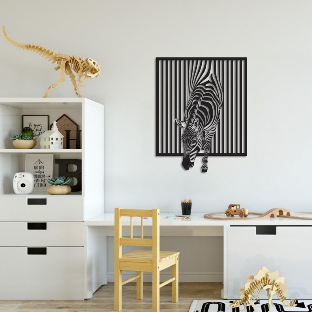Zebra Optical Illusion Metal Wall Art: Modern Safari Decor - Etsy