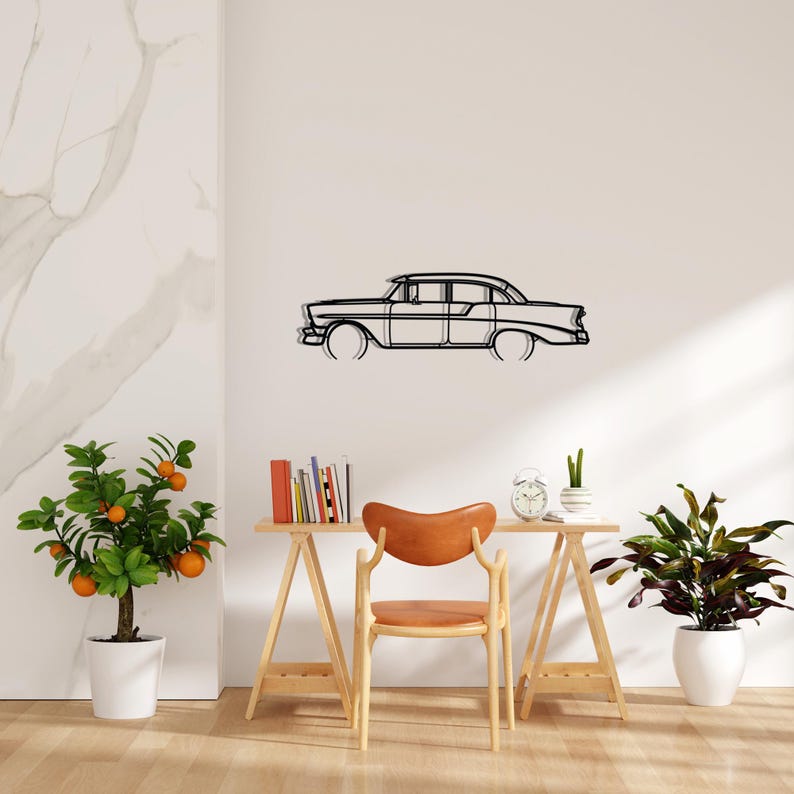 1956 Chevy Bel Air Metal Wall Art: Classic Car Garage Decor - Etsy