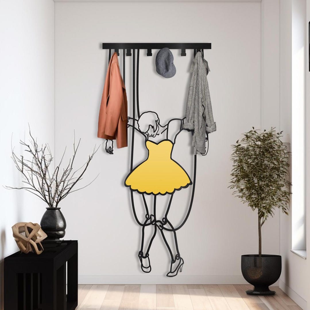Mirrored Puppet Woman Metal Hanger Wall Art Plexiglass Puppet Woman ...