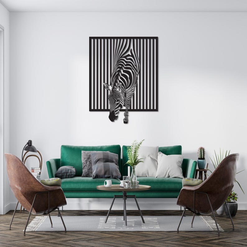 Zebra Optical Illusion Metal Wall Art: Modern Safari Decor - Etsy