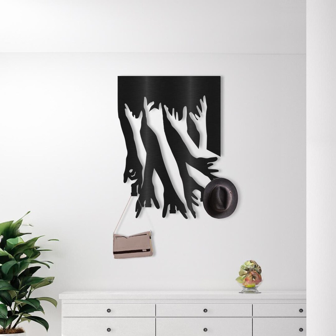 Modern Metal Hand Wall Hook - Shadow Art Hanger - Entryway Decor - Etsy
