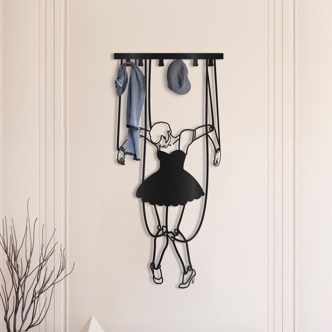 Puppet Woman Metal Hanger Wall Art Puppet Woman Metal Coat Rack Puppet ...