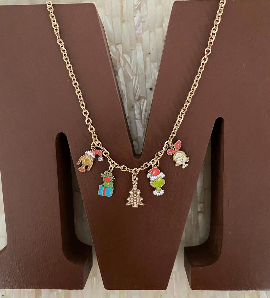 Grinch Charm Necklace | Licensed Dr. Seuss Gold Tone Christmas Jewelry ...