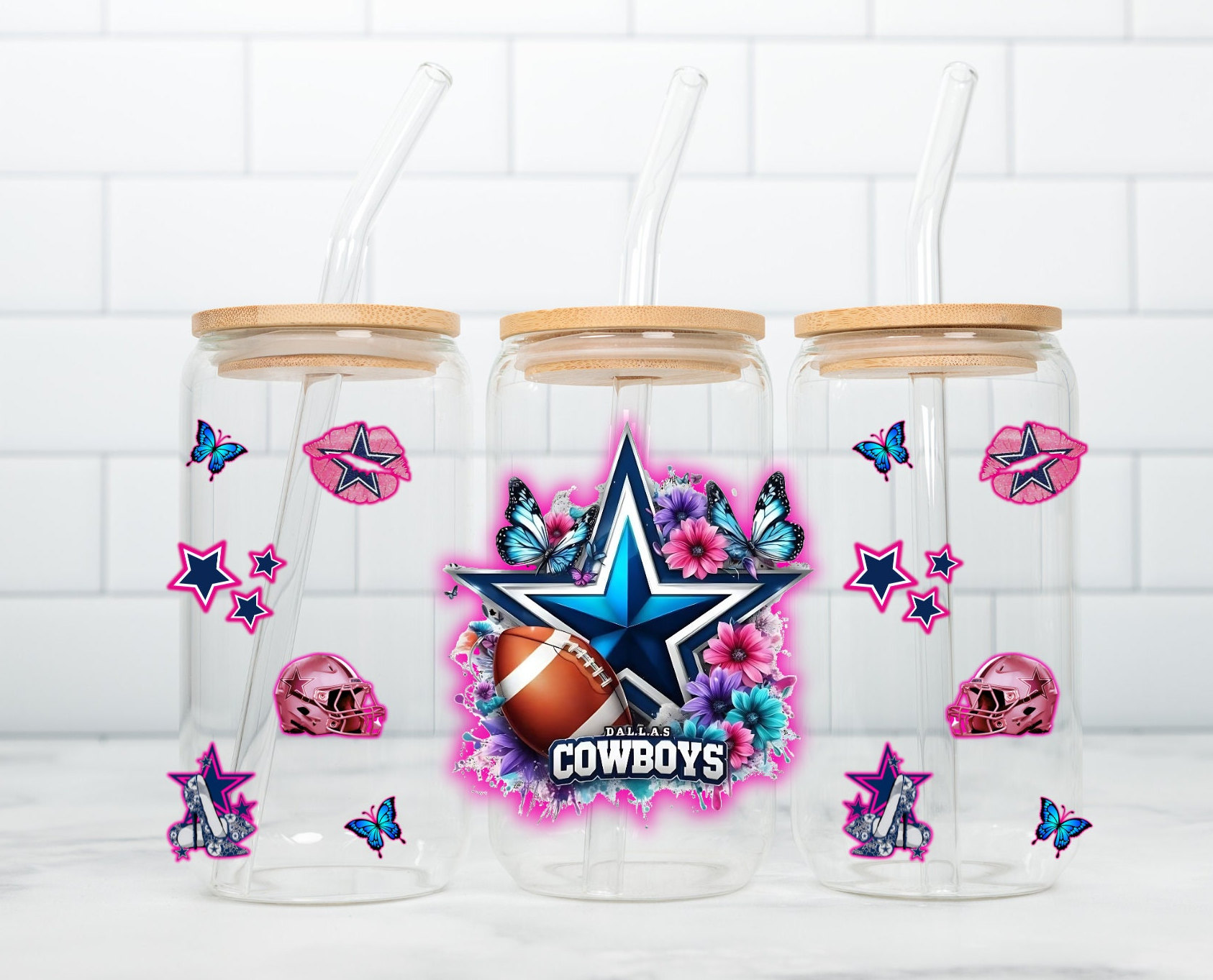 Girly Dallas Cowboys 16oz Wrap - Etsy