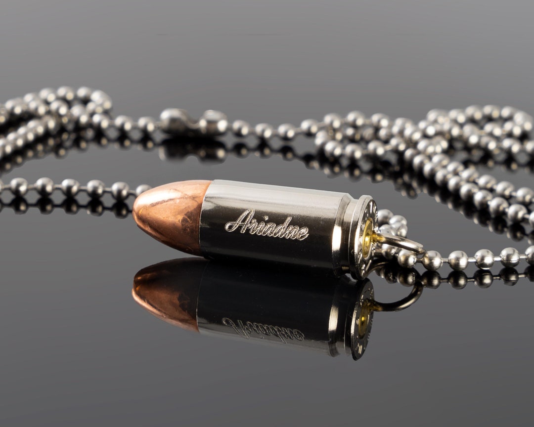 Bullet Necklace 9mm - Personalized and Engraved With Your Text ...