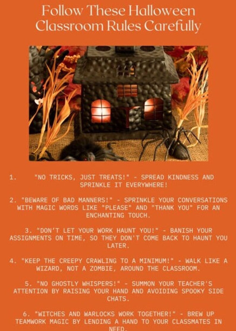 Halloween Classroom Rules Poster - Fun and Spooky Behavior Guide for ...