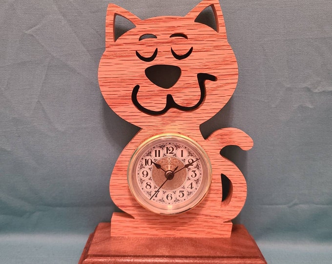 Silly Cat Clock, Cat Clock, Hand Made Gift, Kitty Clock, Scroll Saw Art ...