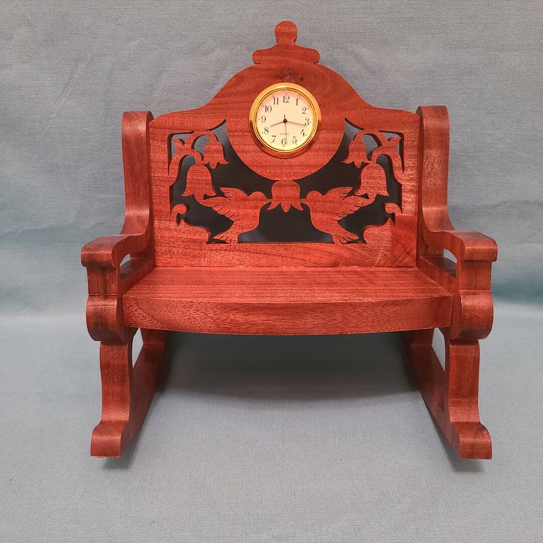 Rocking Chair Clock Cut From Walnut With a Scroll Saw - Etsy