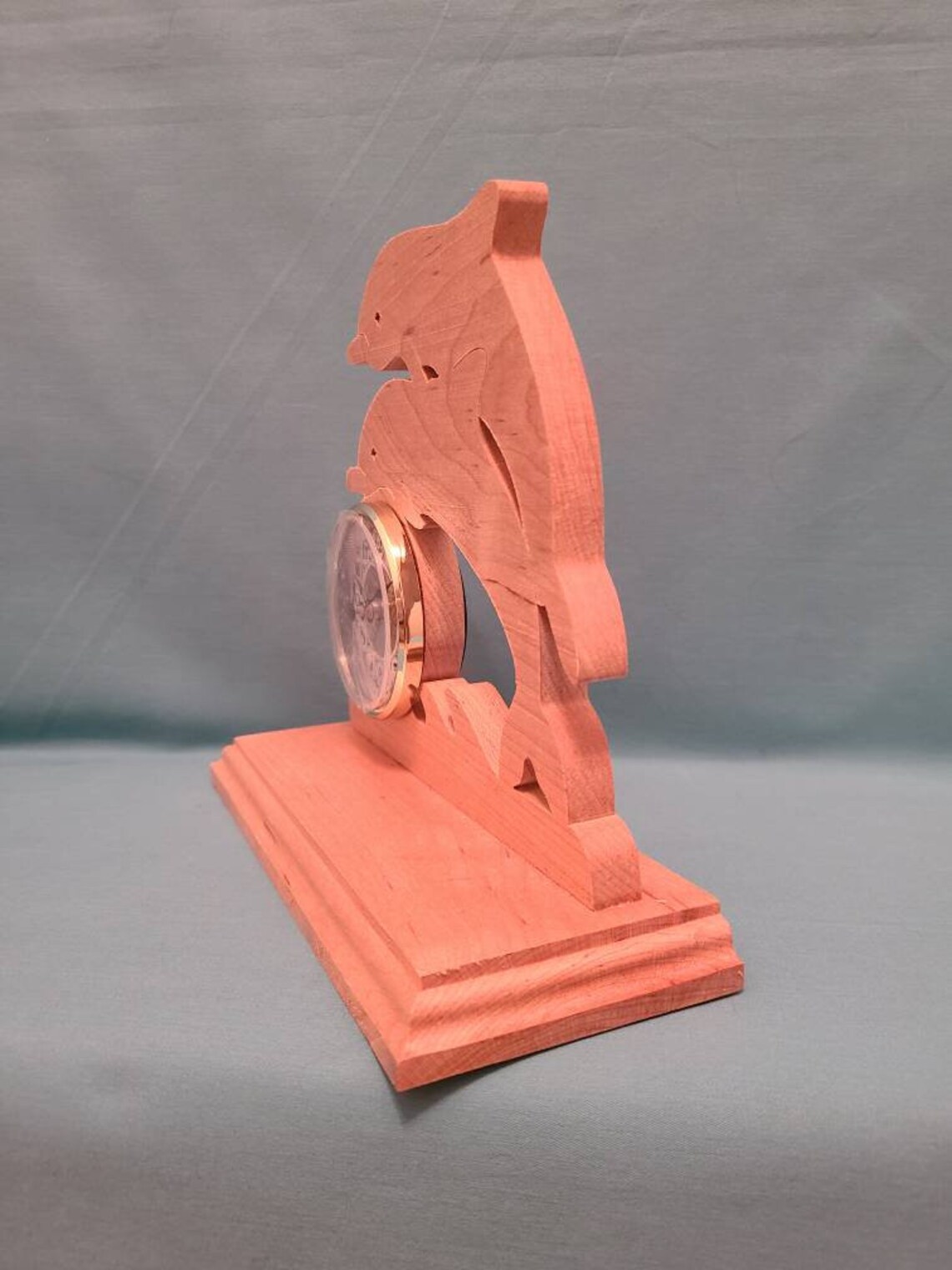 Dolphin Clock, Two Jumping Dolphins Hand Crafted From Maple With a ...