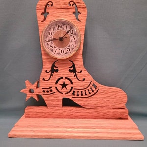 Cowboy Decor, Scroll Saw Cowboy Boot Clock Hand Crafted From Oak - Etsy