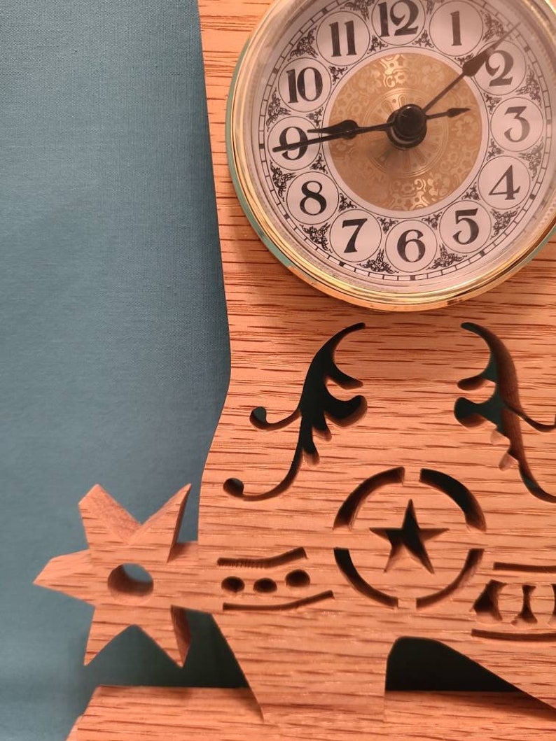 Cowboy Decor, Scroll Saw Cowboy Boot Clock Hand Crafted From Oak - Etsy