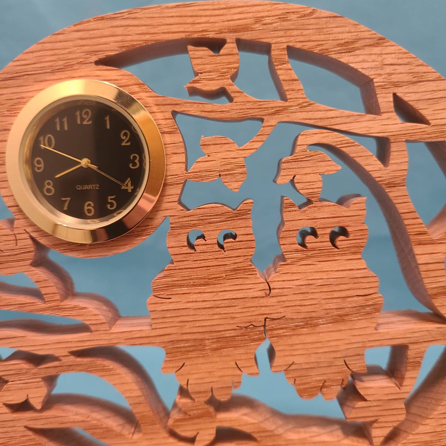 Two Owls, Forest Scene, Desk Clock, Hand Made With a Scroll Saw - Etsy